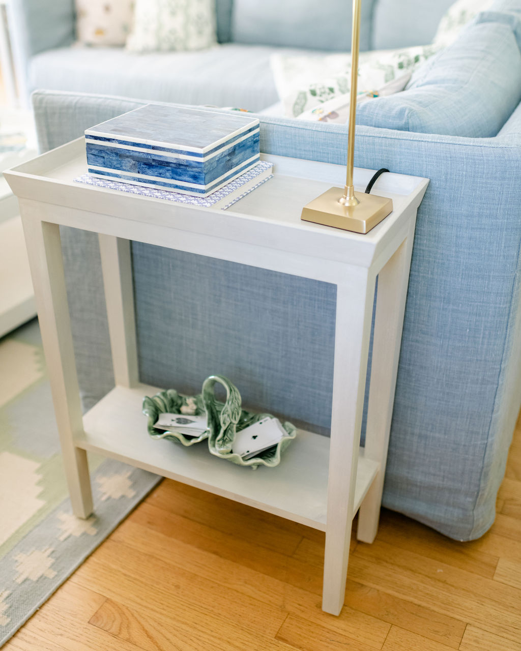 Our new sofa side table with OKA - Sarah Tucker